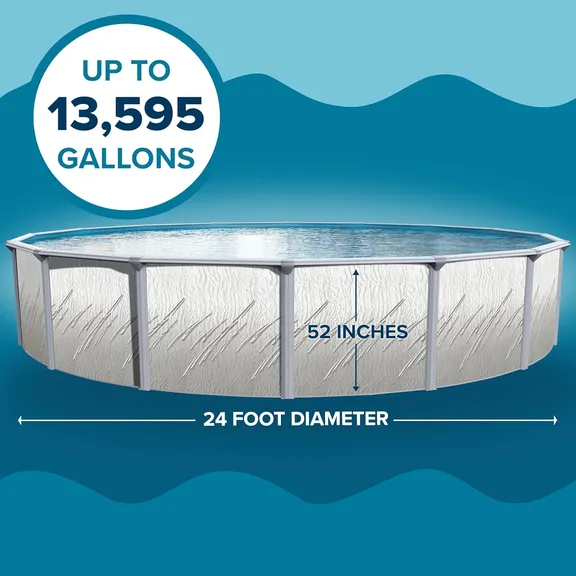 Puri Tech Parisian Dune 24ft x 52" Round Above Ground Pool Package ...